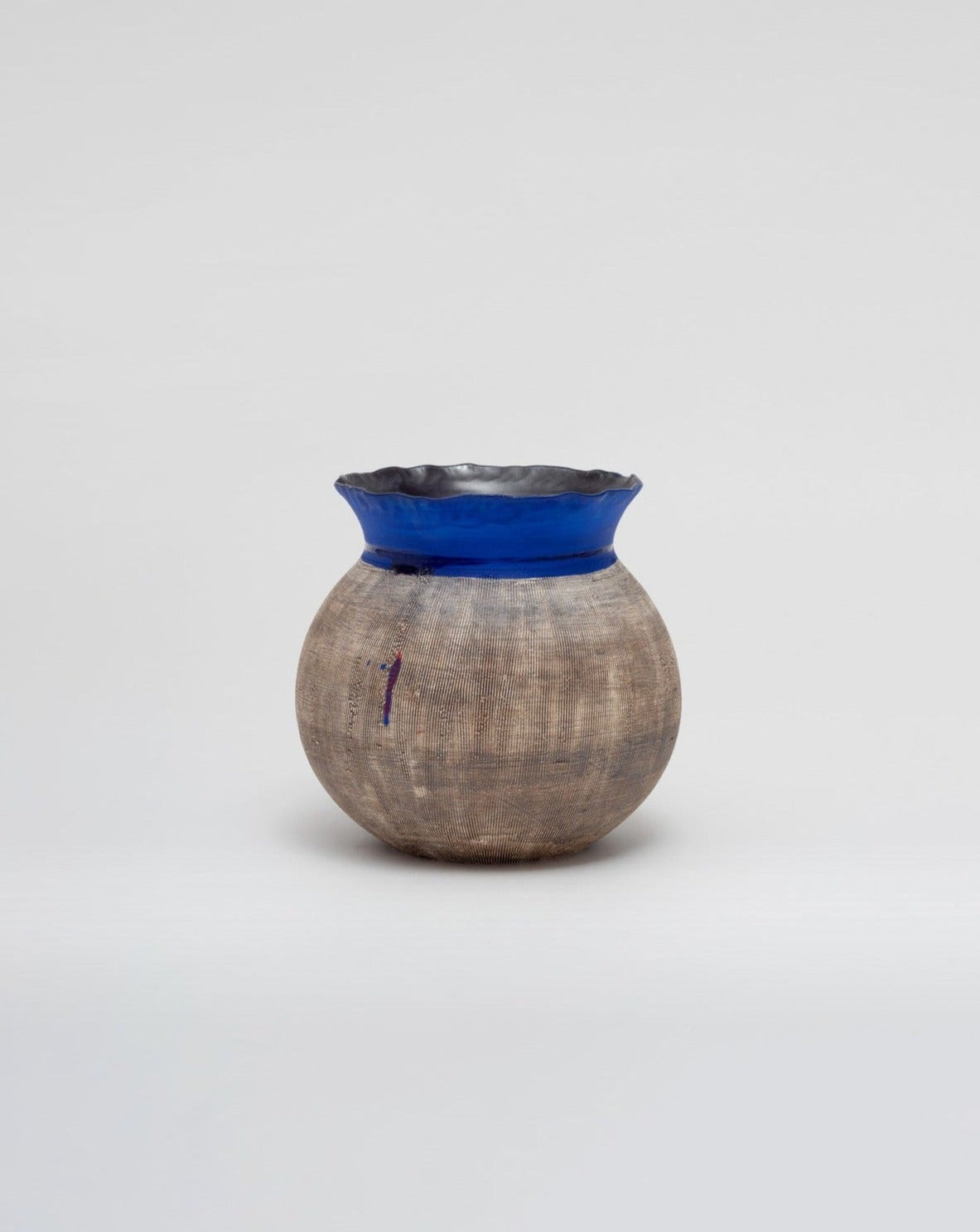 Handpinched Vase with Blue Lip | Kombi | Imiso Ceramics